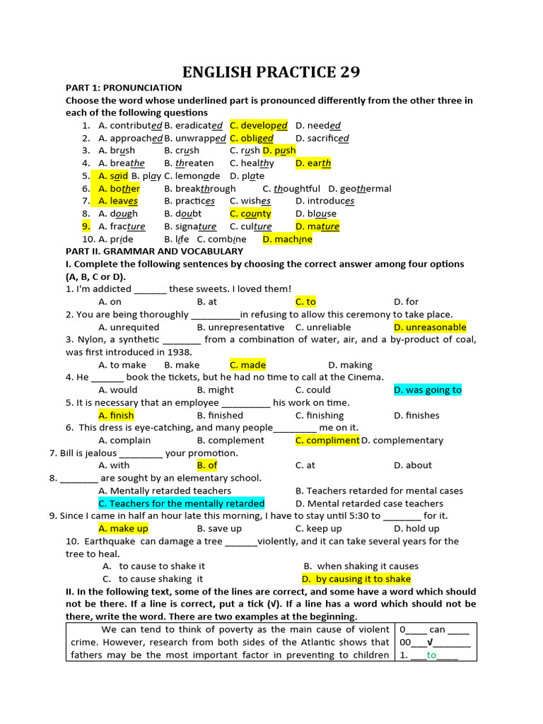 English Practice 29 | PDF | Adolescence | Meat