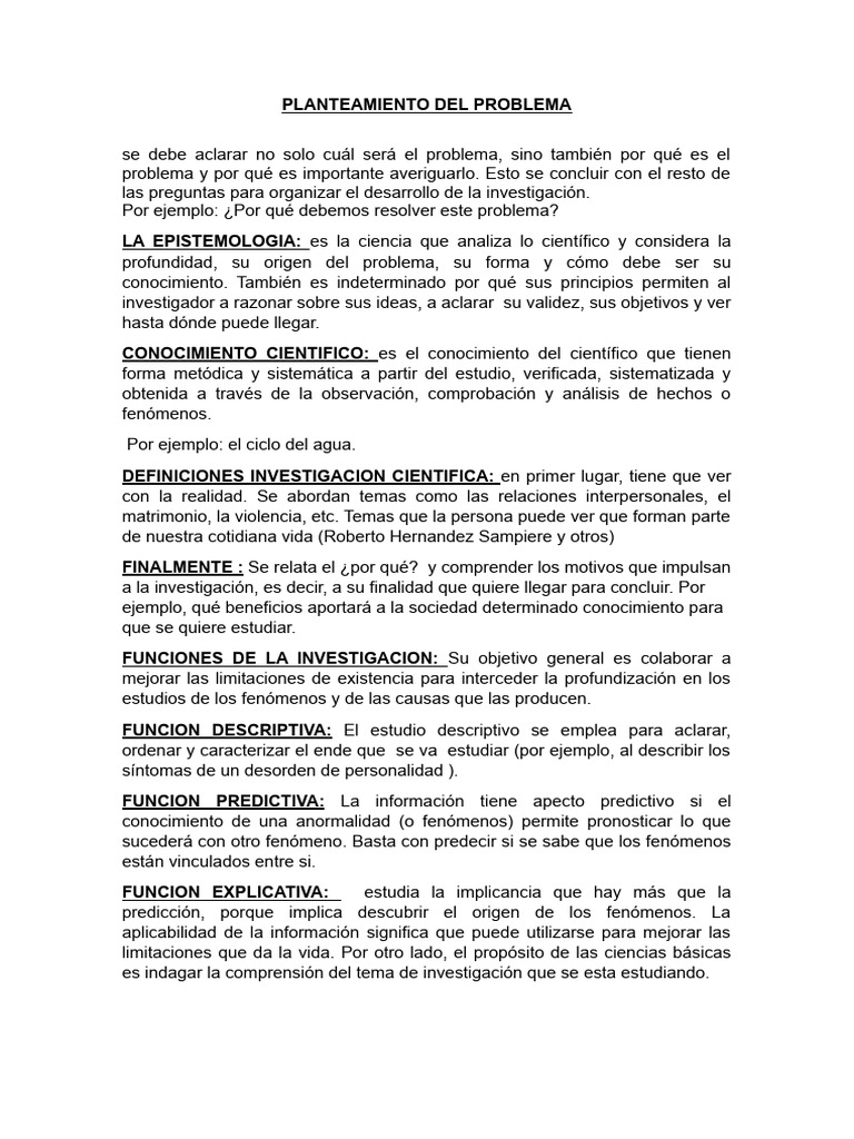 Planteamiento Del Problema | Descargar gratis PDF | Método científico | Conocimiento