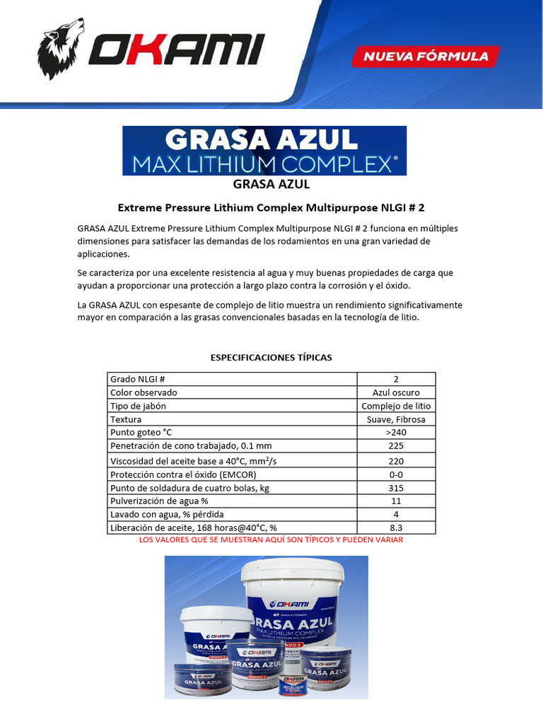 Ficha Tecnica Grasa Azul | PDF