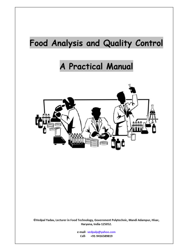 Food Analysis and Quality Control A Practical Manual. | PDF | Ammonia ...