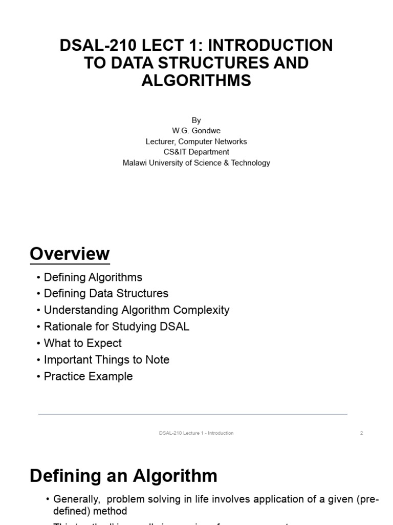 DSAL-210-Lecture 1 - Intro To DSAL | PDF | Computational Complexity Theory | Algorithms