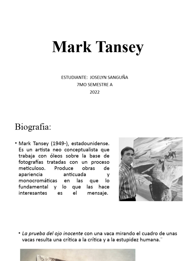 Presentacion Mark Tansey | PDF | Realismo (Artes) | Pinturas