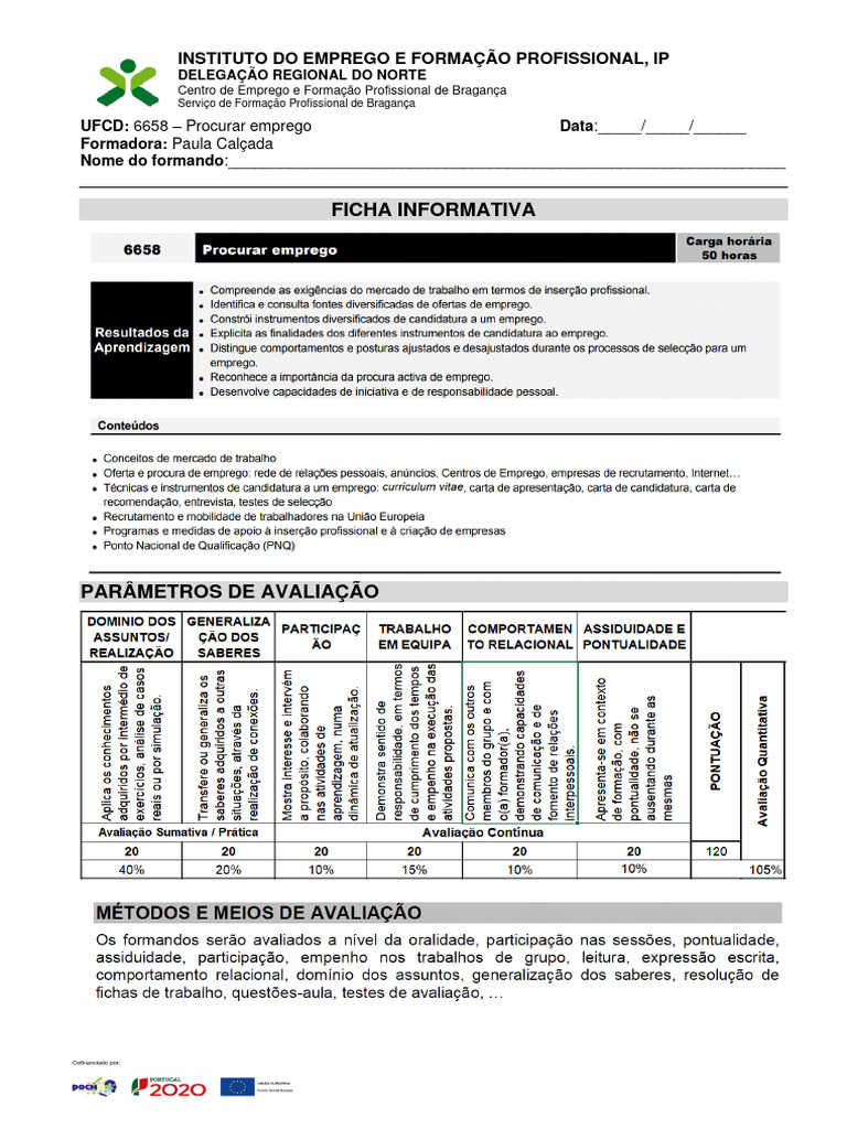 1 - Ficha Informativa - Conteúdos | PDF
