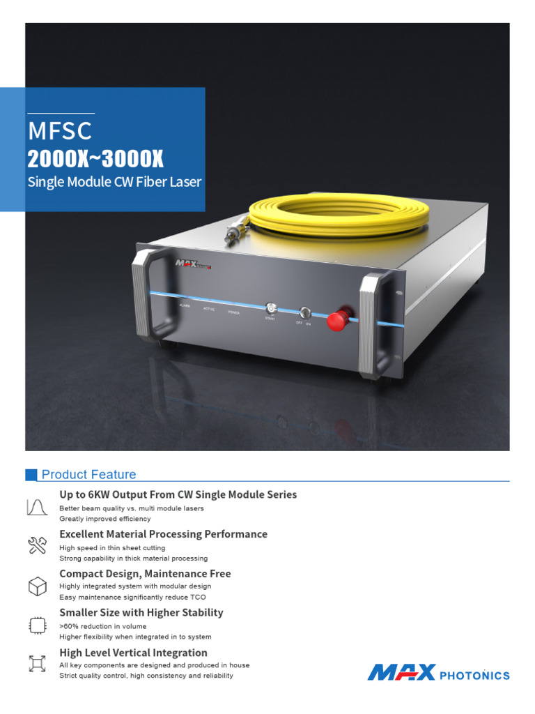 MFSC 2000X-3000X Single Module CW Fiber Laser | PDF | Laser | Optical Fiber