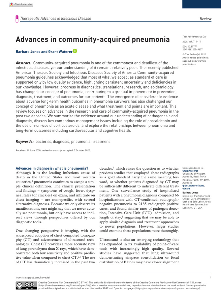Advances in Community-Acquired Pneumonia 2020 | PDF | Pneumonia ...