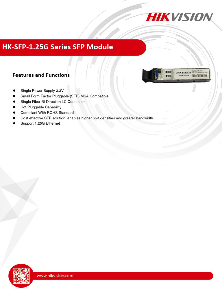 1.25G SFP Module Specifications | PDF