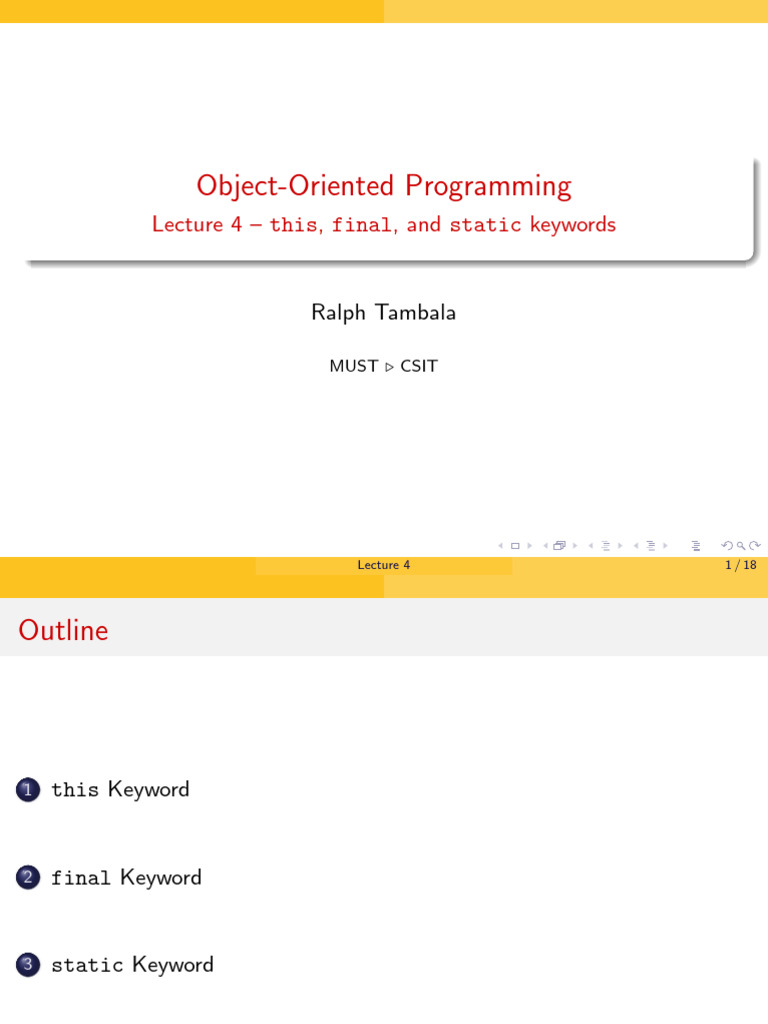 Lecture 04 Oop210 Pdf Method Computer Programming Class Computer Programming