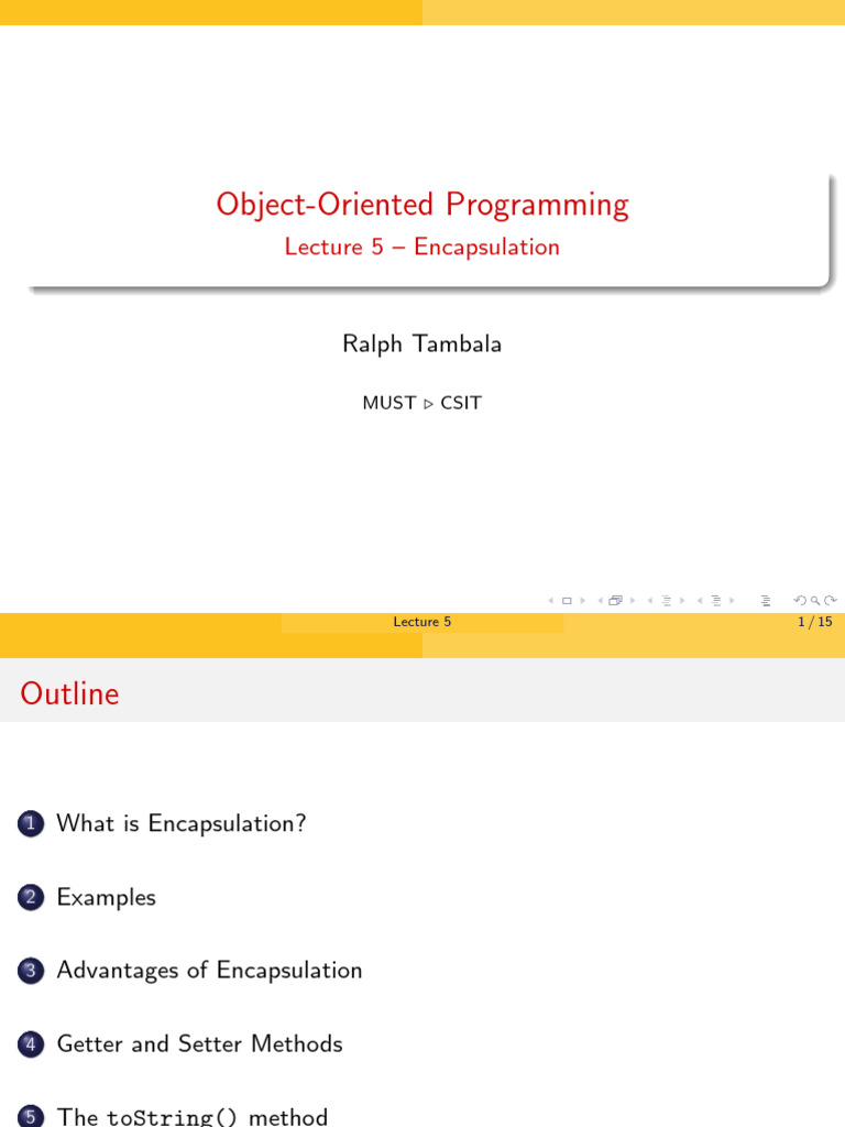 Lecture 05 Oop210 Pdf Method Computer Programming Class Computer Programming