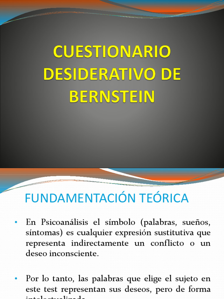 Cuestionario Desiderativo de Jaime Bernstein | PDF | Ansiedad | Las ...