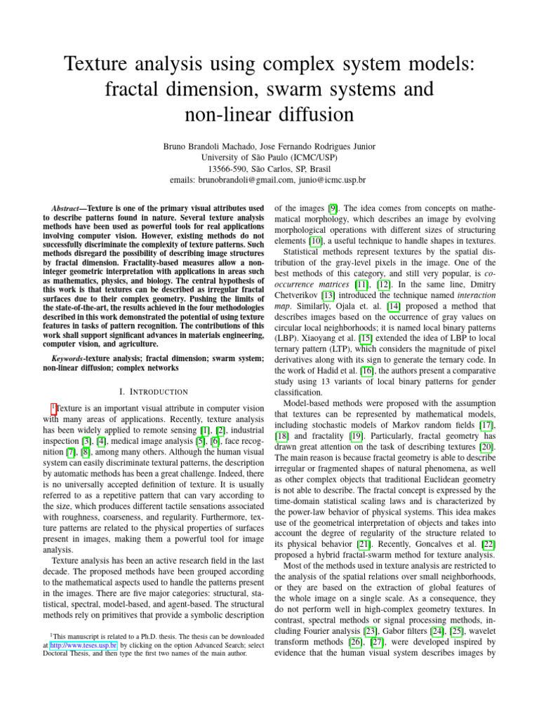 Texture Analysis Using Complex System Models Pdf Pattern Texture Mapping 