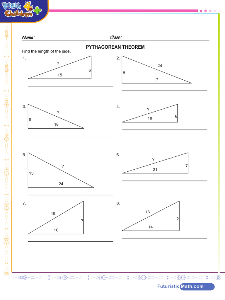 Triangle Sides Pythagorean Theorem 3 Worksheet | PDF | Triangle ...