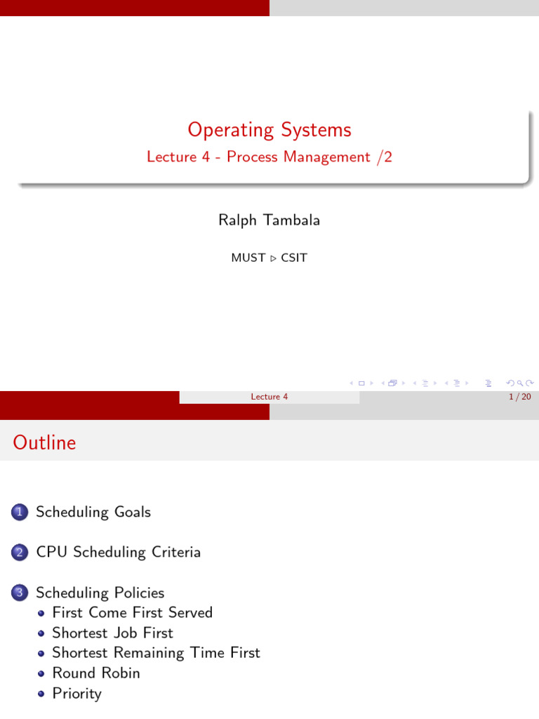 Os - Lecture - 04 - Process MNGNT 2 | PDF | Scheduling (Computing) | Computer Science