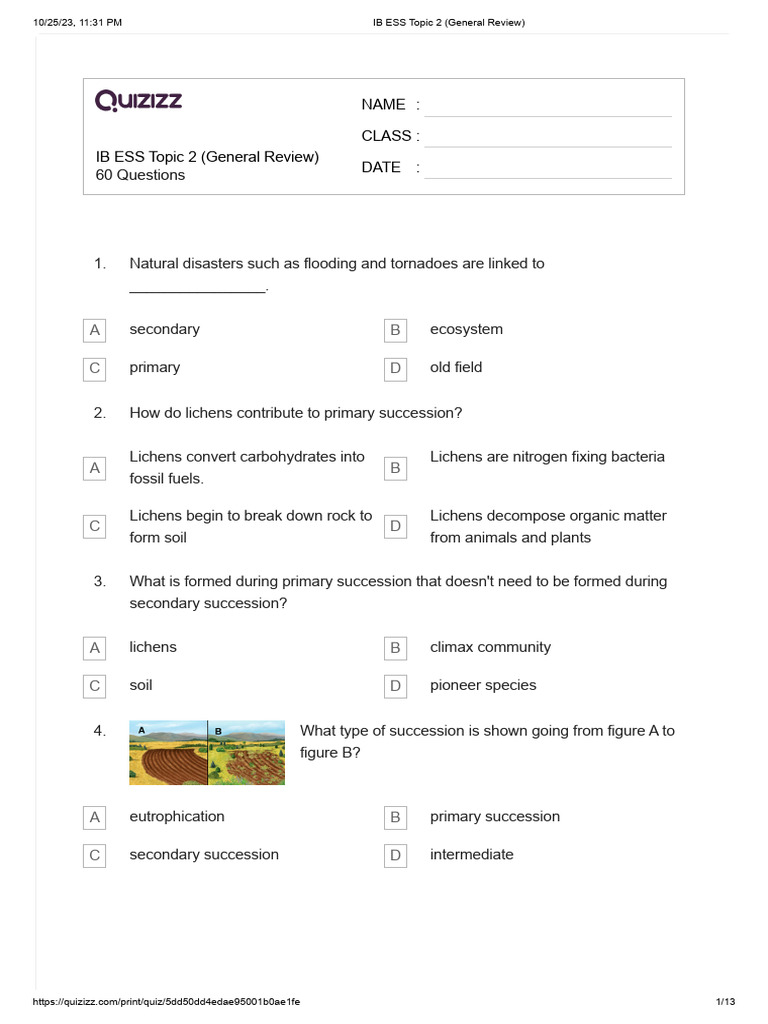 IB ESS Topic 2 (General Review) | PDF | Primary Production | Ecosystem