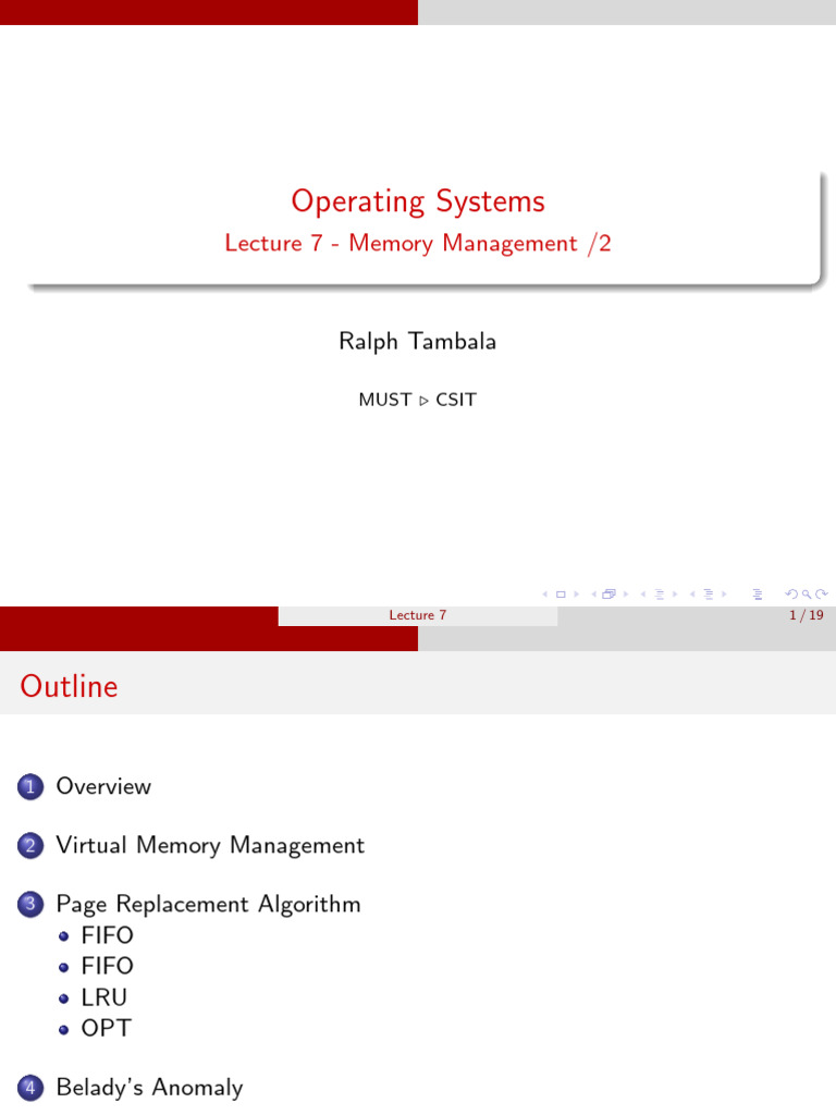 Os - Lecture - 07 - Memory MNGNT 2 | PDF | Computer Data Storage | Computer Memory