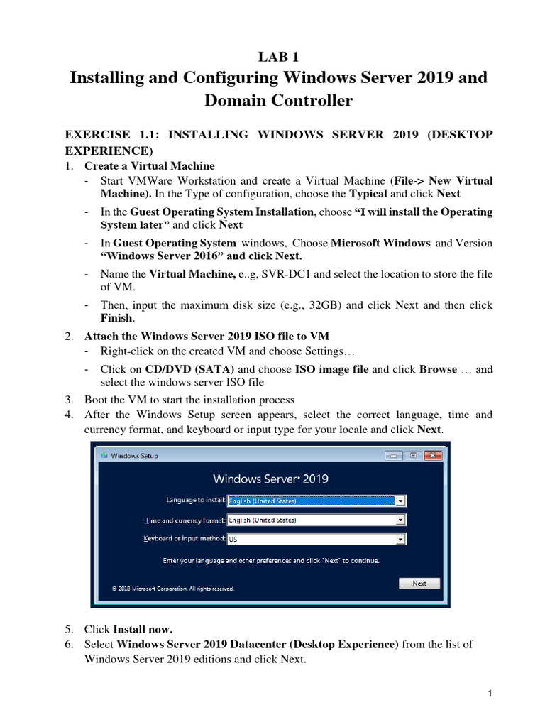 Lab 1 - Installing Windows Server 2019 | PDF | I Pv6 | Ip Address