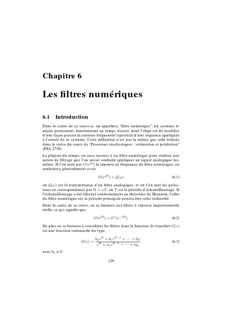Introduction aux filtres numériques | PDF | Filtre (électronique ...