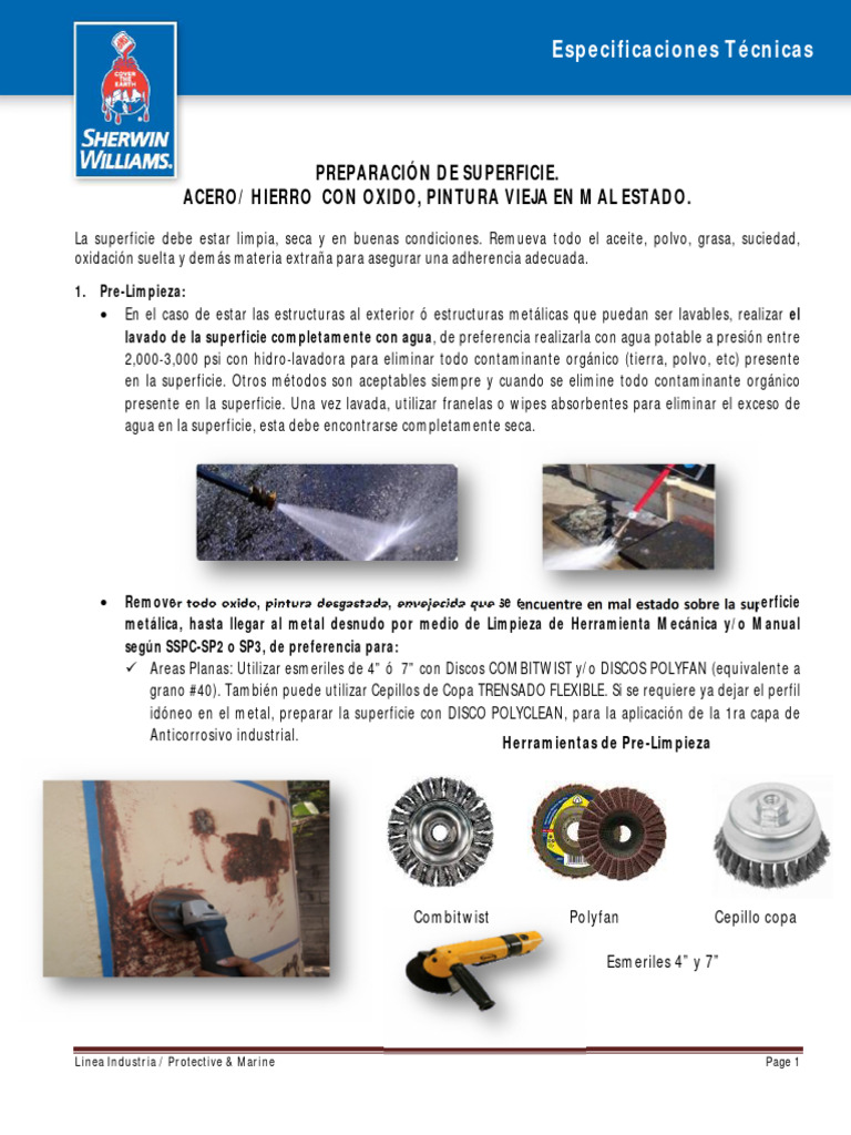 2015 Nov 11 Preparacion Superficie SSPC - SP3 | PDF | Agua | Ciencias ...