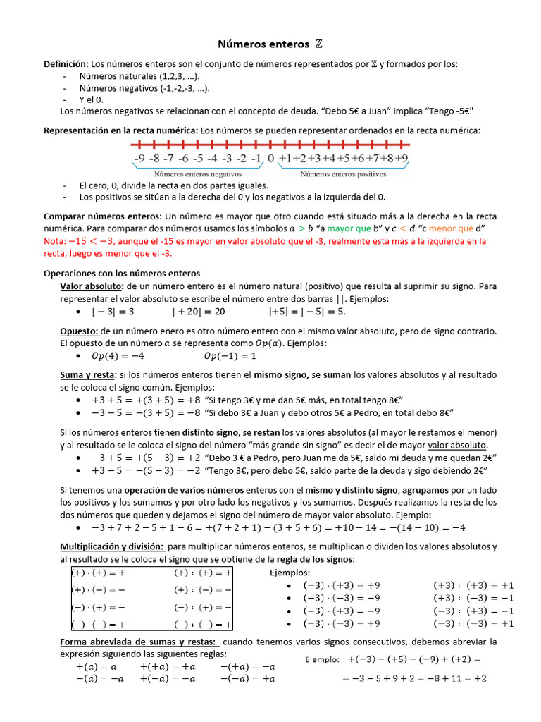 Hoja De Trabajo De Problemas De Palabras Con Números Enteros En Formato Pdf