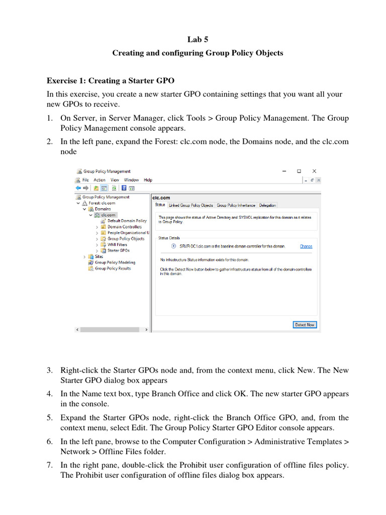 Lab 5 - Creating and Configuring Group Policy Objects | PDF | Group ...