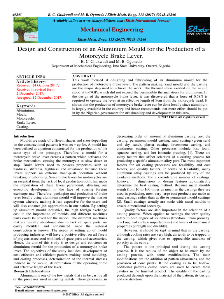 Design and Construction of An Aluminium | PDF | Casting | Metals