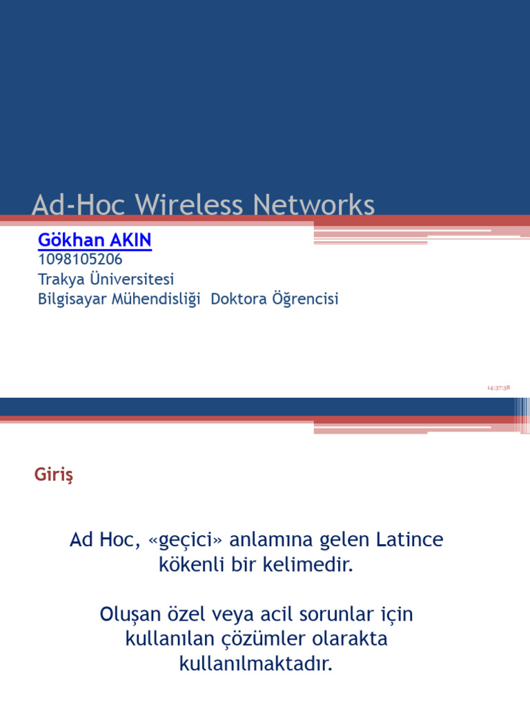 Ad-Hoc Kablosuz Aglar | PDF