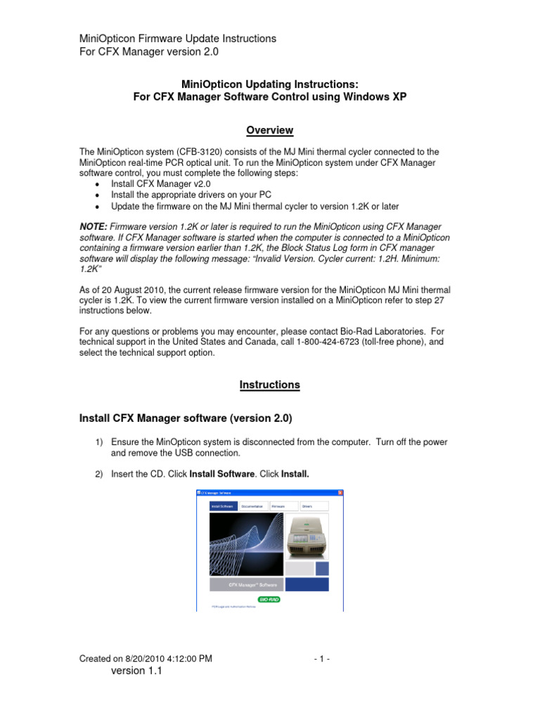 MiniOpticonCFXManagerSWUpdateInstructions XP | PDF | Operating System ...