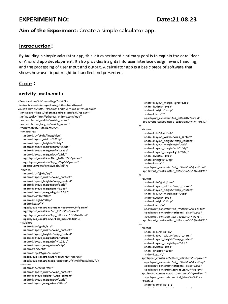 Exp - 9 | PDF | Android (Operating System) | Mobile App Exp - 9 | PDF | Android (Operating System) | Mobile App