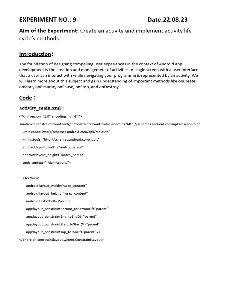 Exp - 9 | PDF | Android (Operating System) | Software