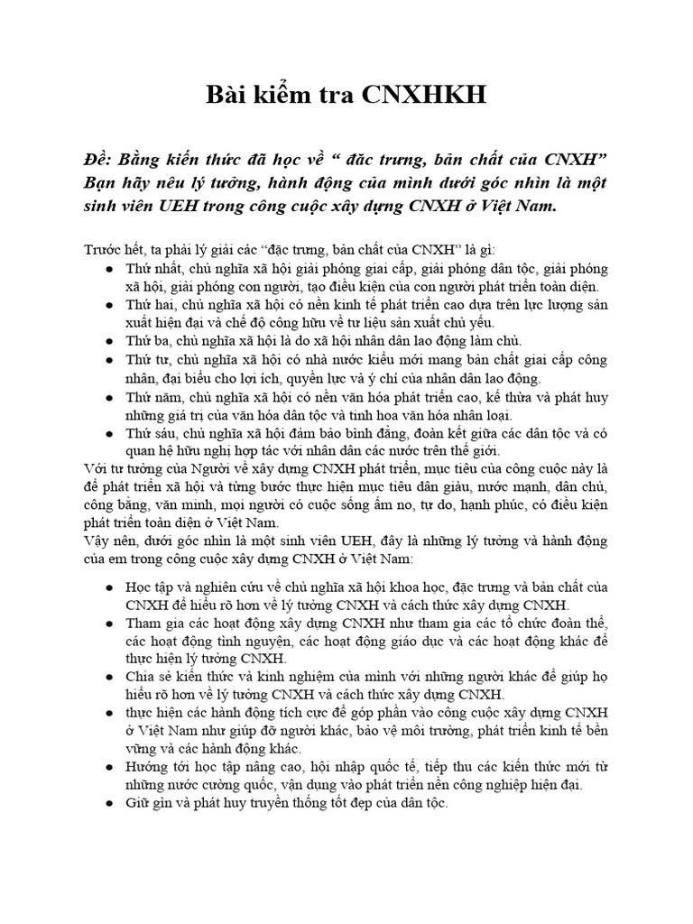 Bài Kiểm Tra CNXHKH | PDF