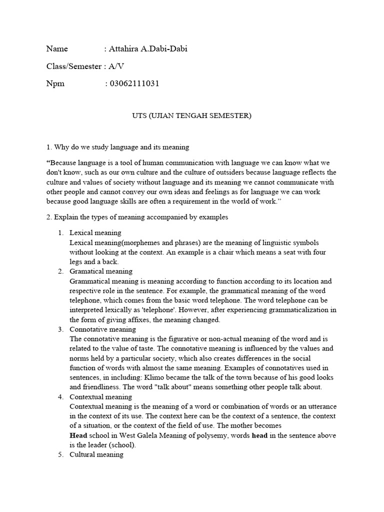 Uts Semantik | PDF | Word | Semantics