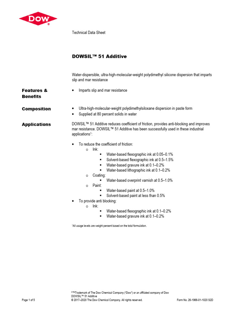 Dowsil 51 Additive | PDF | Dow Chemical Company | Waste Management