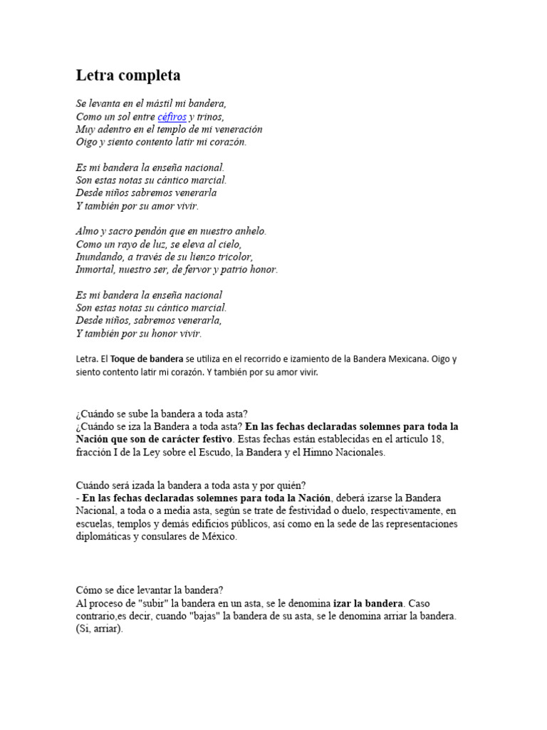 Letra completaTOQUEDE BANDERA | PDF | Bandera | Nación