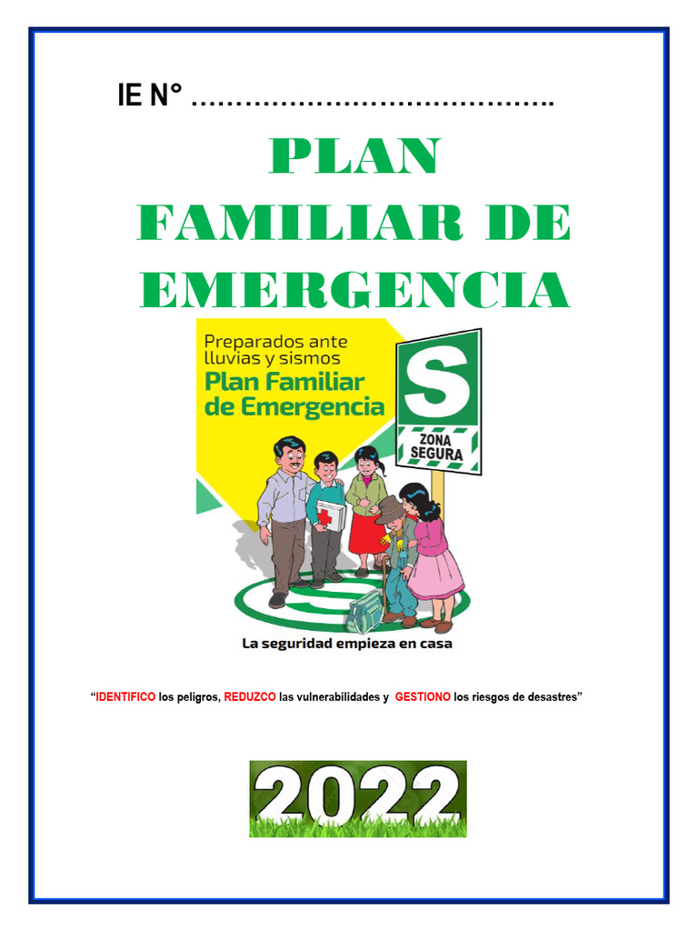 PLAN FAMILIAR DE EMERGENCIA (1) | PDF | Riesgo | Reducción de Desastres
