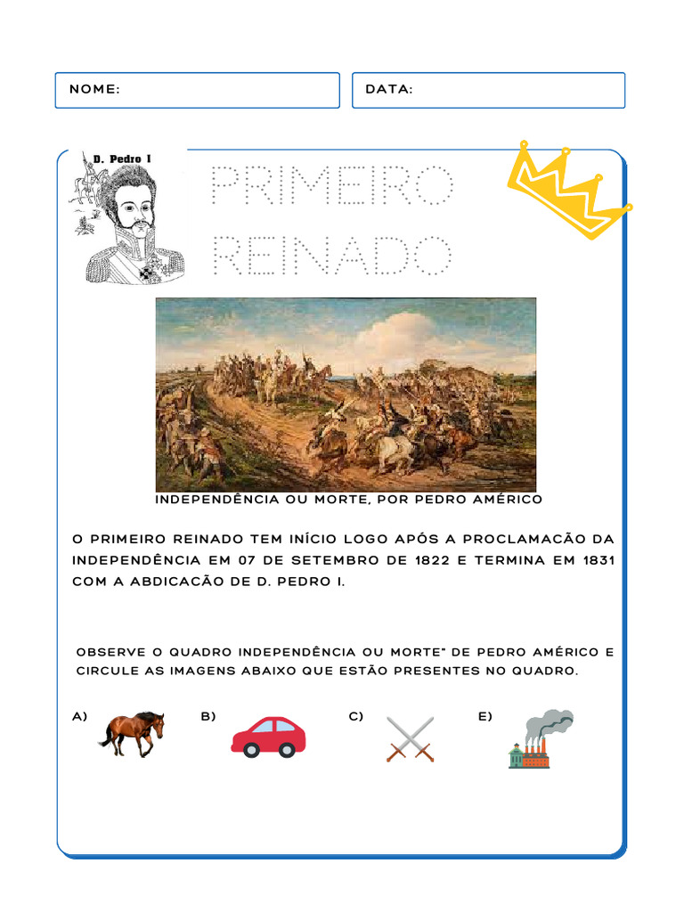 Primeiro Reinado - Atividade Adaptada | PDF
