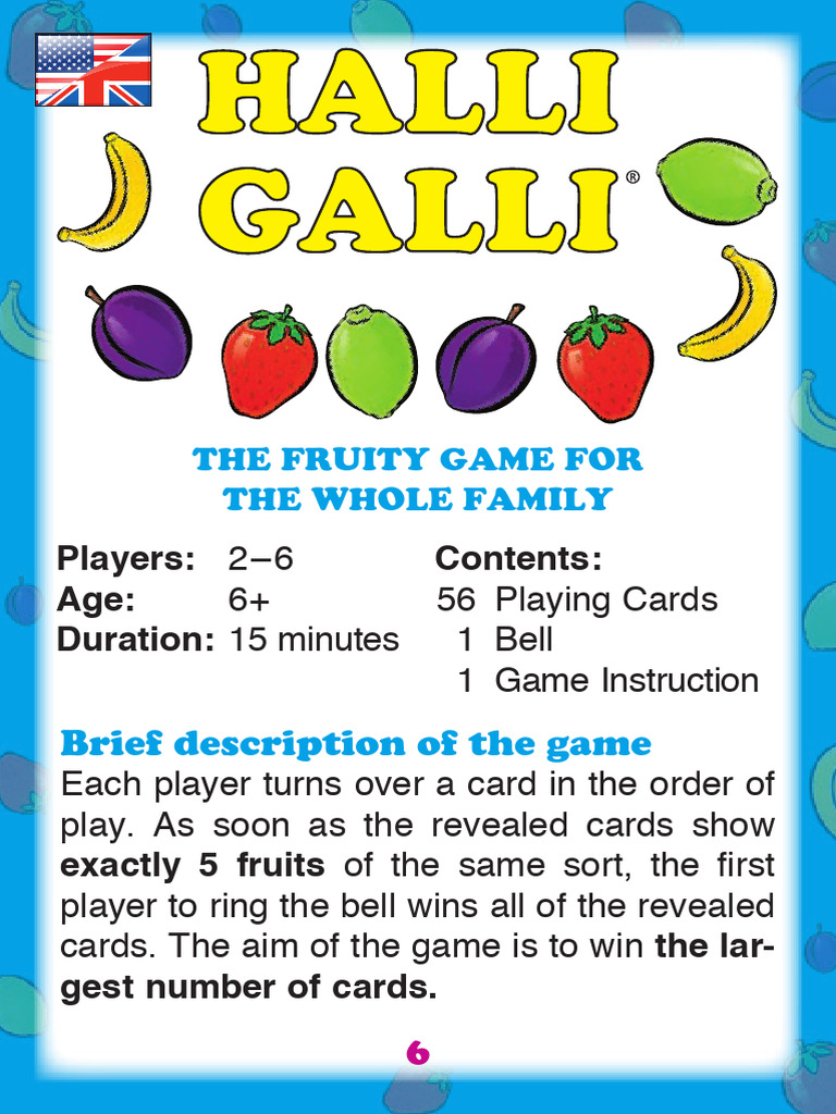 Halli Galli Manual de Regras 176558 | PDF | Games Of Chance | Sports