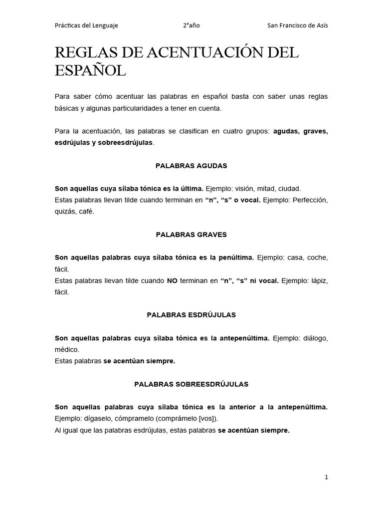 Reglas de Acentuación Del Español | PDF | Sintaxis | Morfología Lingüística