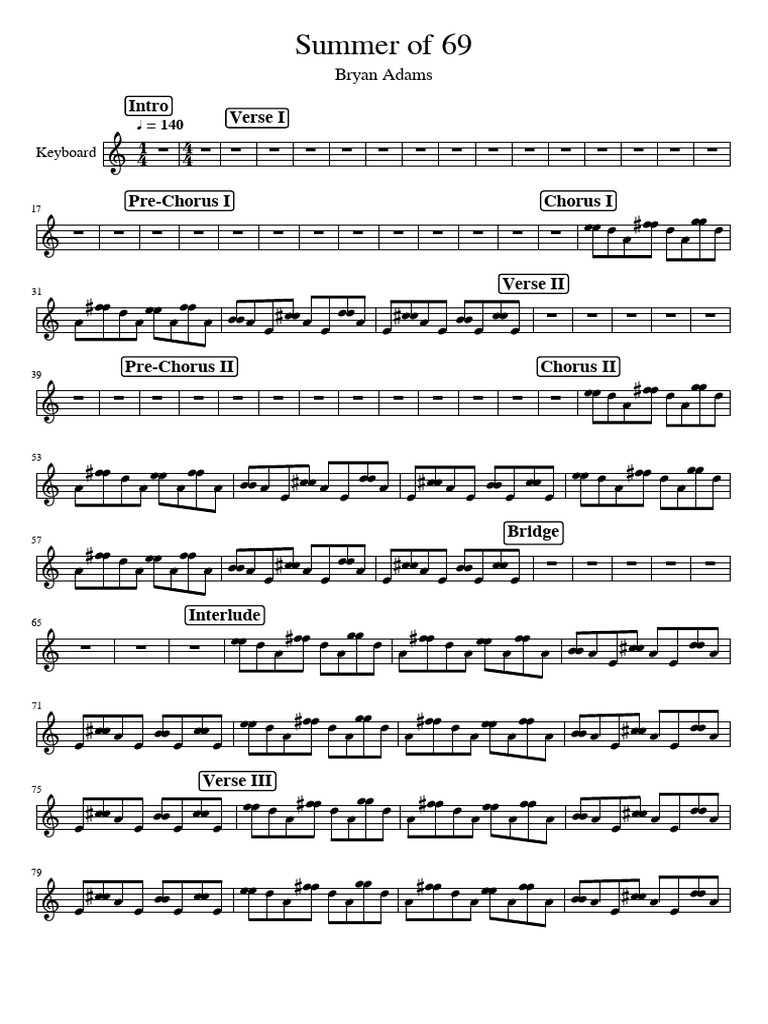 Summer of 69 8a.acima | PDF | Song Structure | Songs