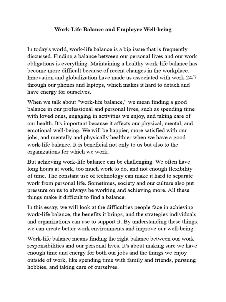 Work Life Balance | PDF | Employee Retention | Well Being