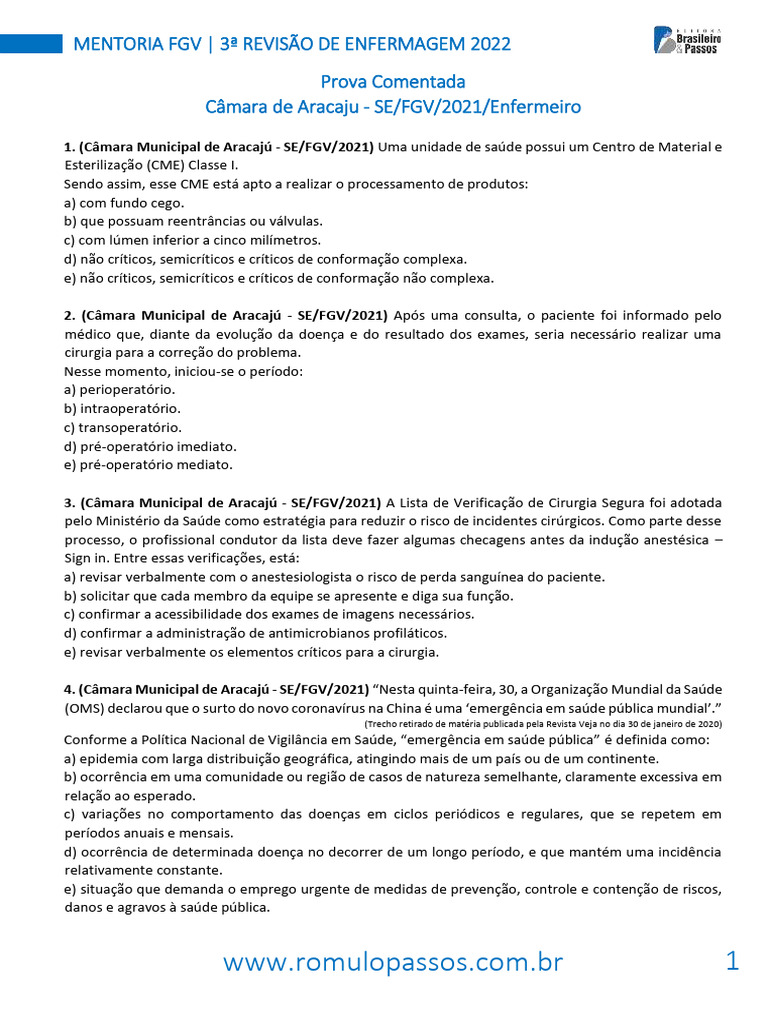 3 Simulado de Enfermagem FGV | PDF | Câncer de mama | Enfermagem 3 Simulado de Enfermagem FGV | PDF | Câncer de mama | Enfermagem