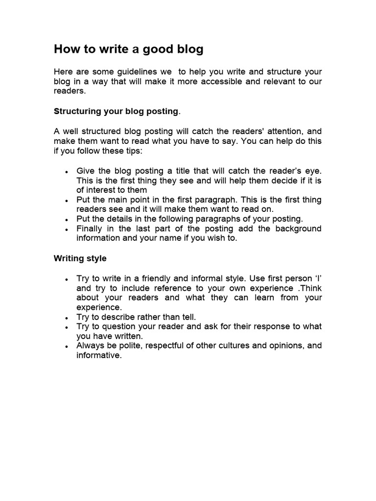 How To Write A Good Blog | PDF
