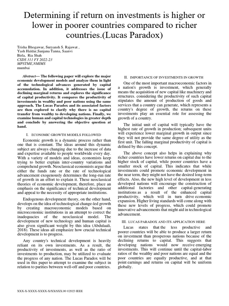 Economics Research Paper | PDF | Economic Growth | Foreign Direct ...