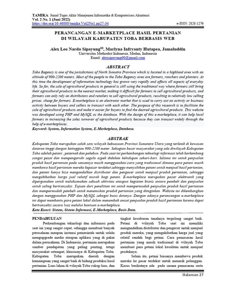 Artikel 5 27 34 Perancangan e Marketplace Hasil Pertanian Di Wilayah ...
