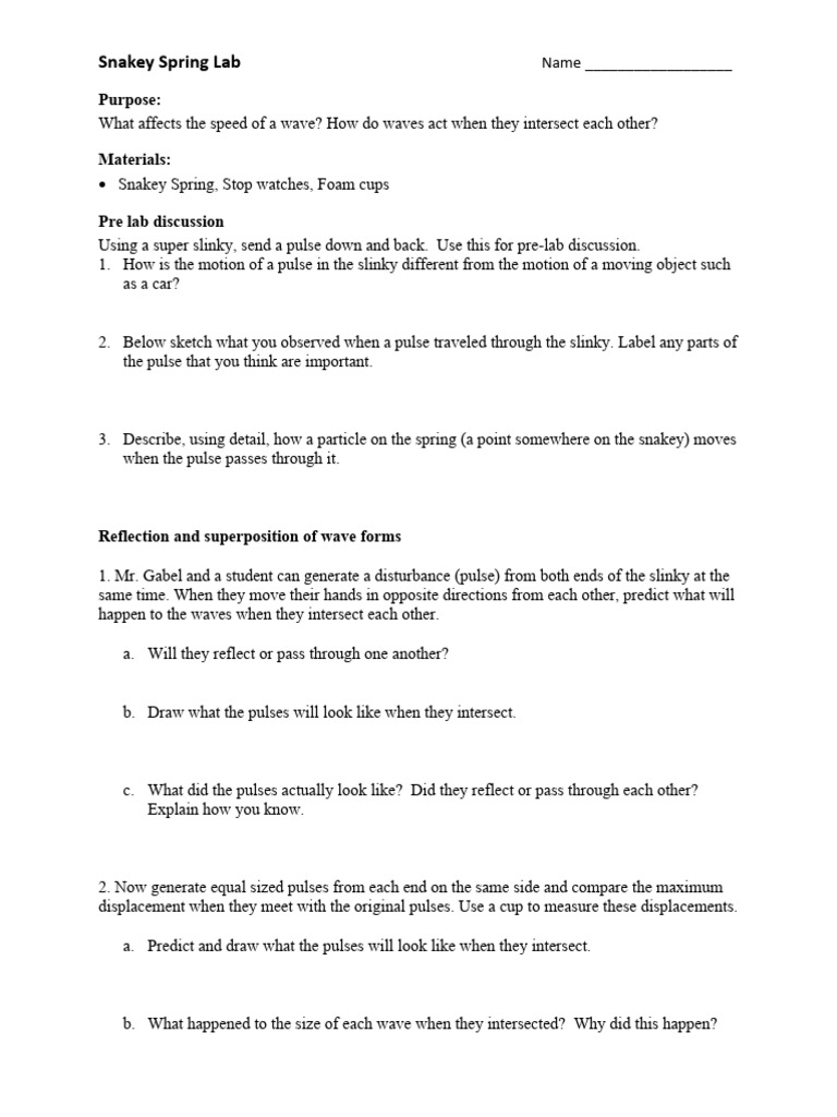 4 Snakey Spring Lab 2015 | PDF | Waves | Scientific Phenomena
