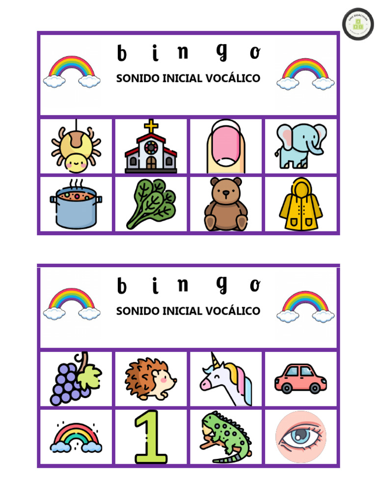Bingo Sonido Inicial Vocálico | PDF