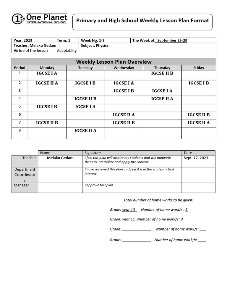 Physics Weekly Lesson Plan Year 11 | PDF | Electrical Resistance And ...