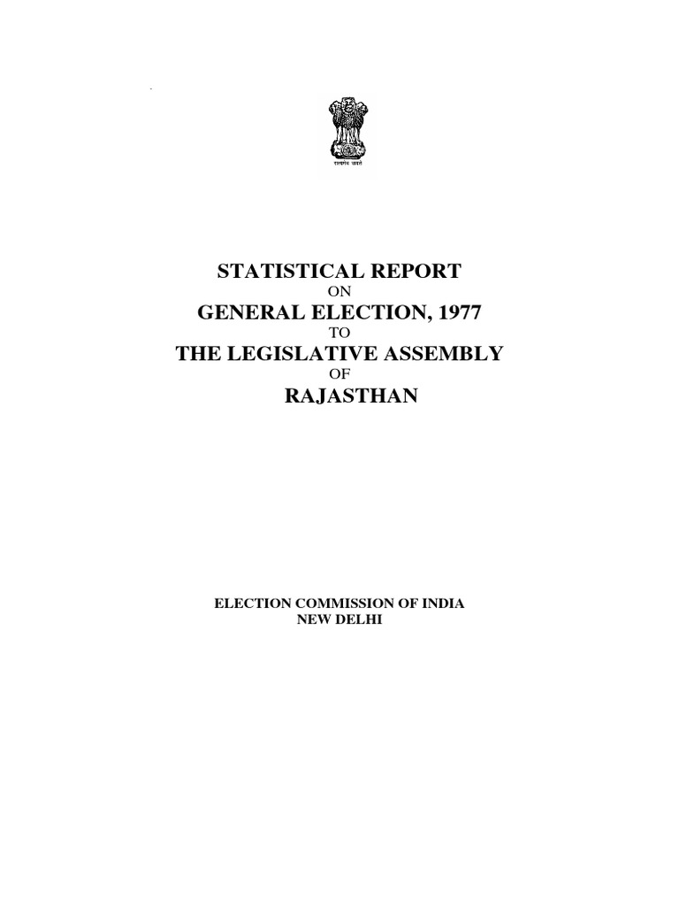 Statistical Report General Election, 1977 The Legislative Assembly ...