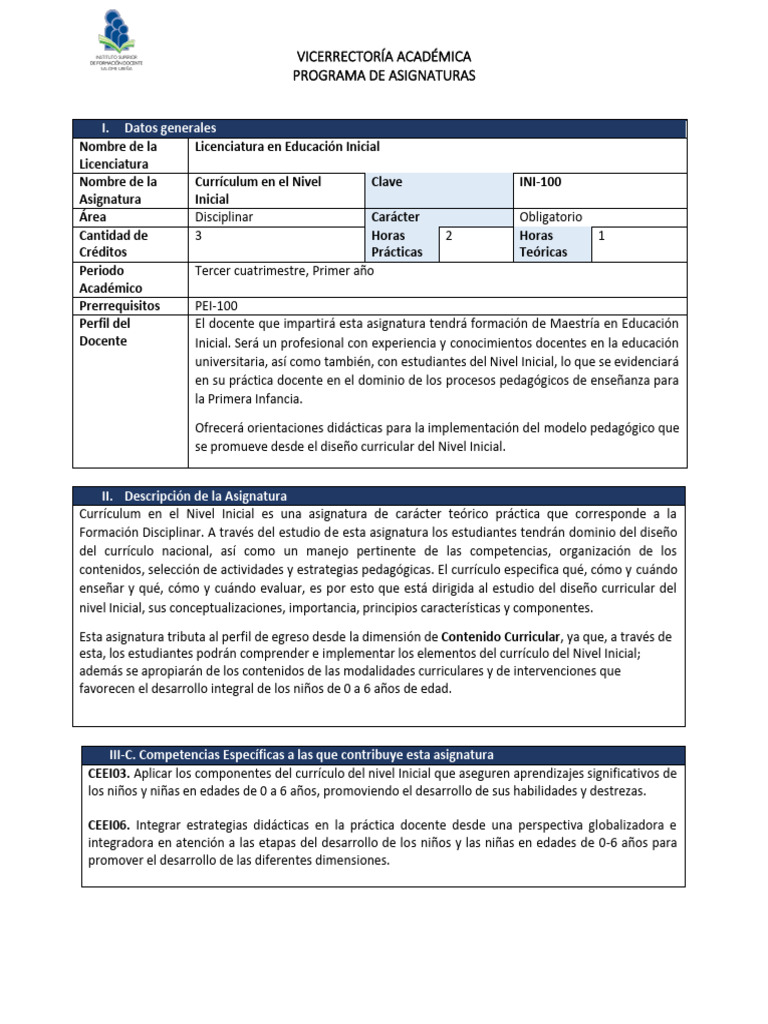 Ini-100 Currículum en El Nivel Inicial | PDF | Plan de estudios ...