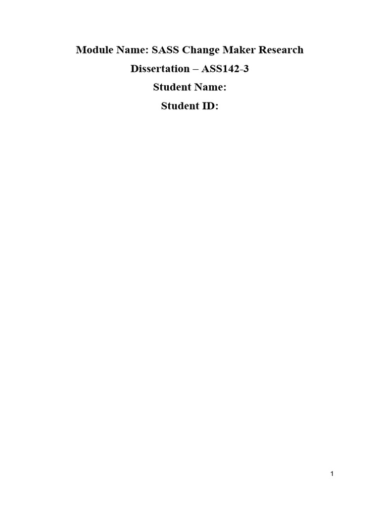 SASS Change Maker Research Dissertation ASS142-3 | PDF | Domestic ... SASS Change Maker Research Dissertation ASS142-3 | PDF | Domestic ...