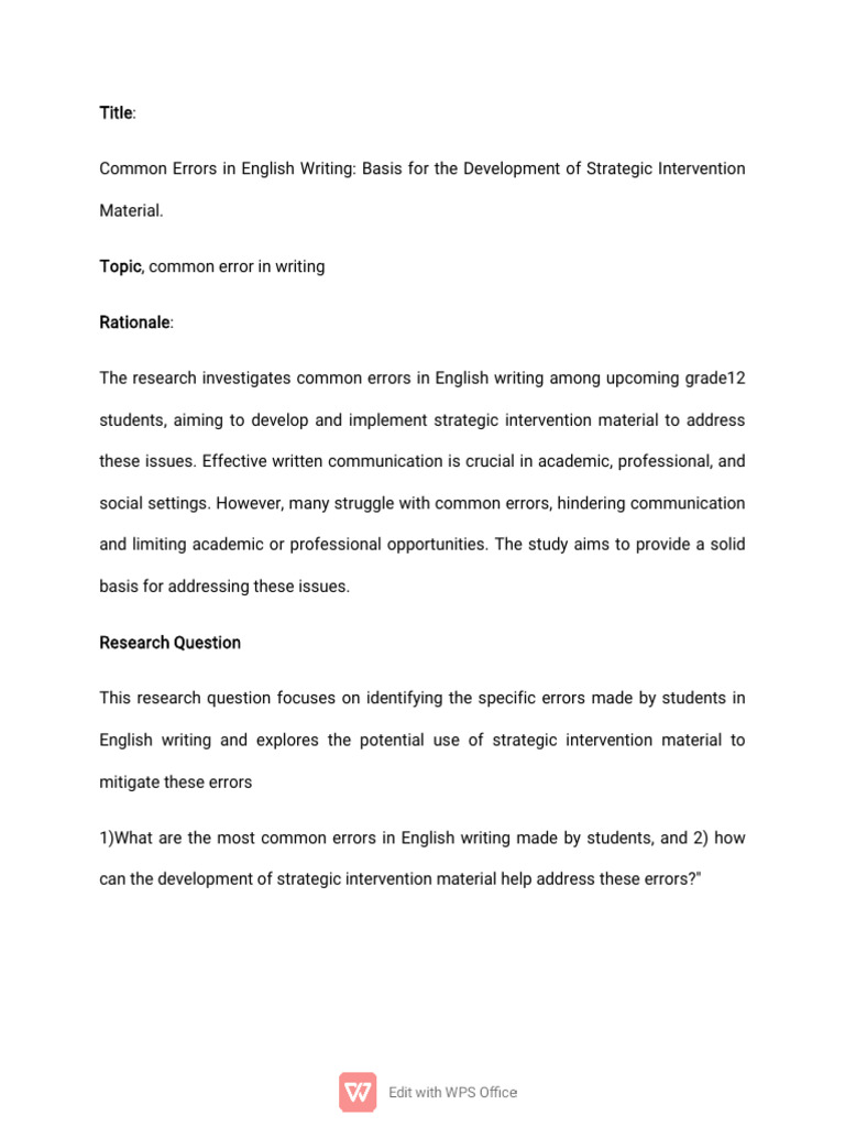 PR2 TITLE 3common Errors in English | PDF