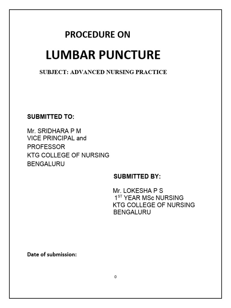 Lumbar Puncture | PDF | Cerebrospinal Fluid | Neurology